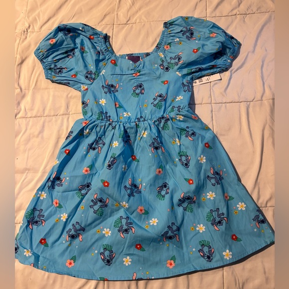 Disney | Dresses | Disney Stitch Blue Floral Kids Dress | Poshmark